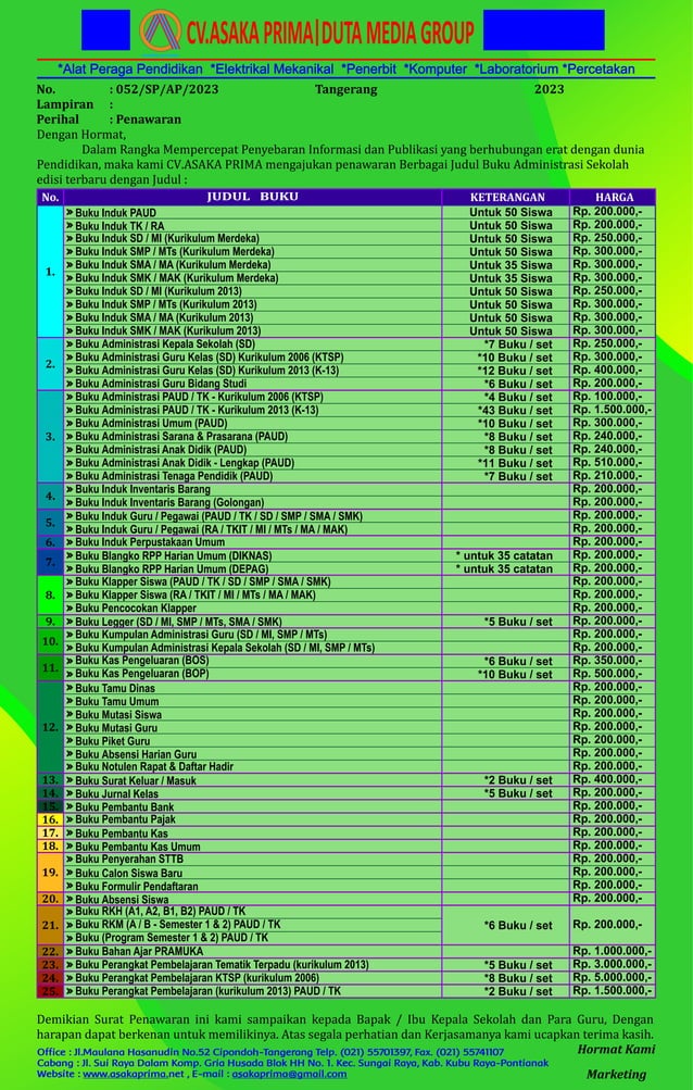 Buku Induk Siswa Perserta Didik (SD) Kurikulum Merdeka 2024 | PDF