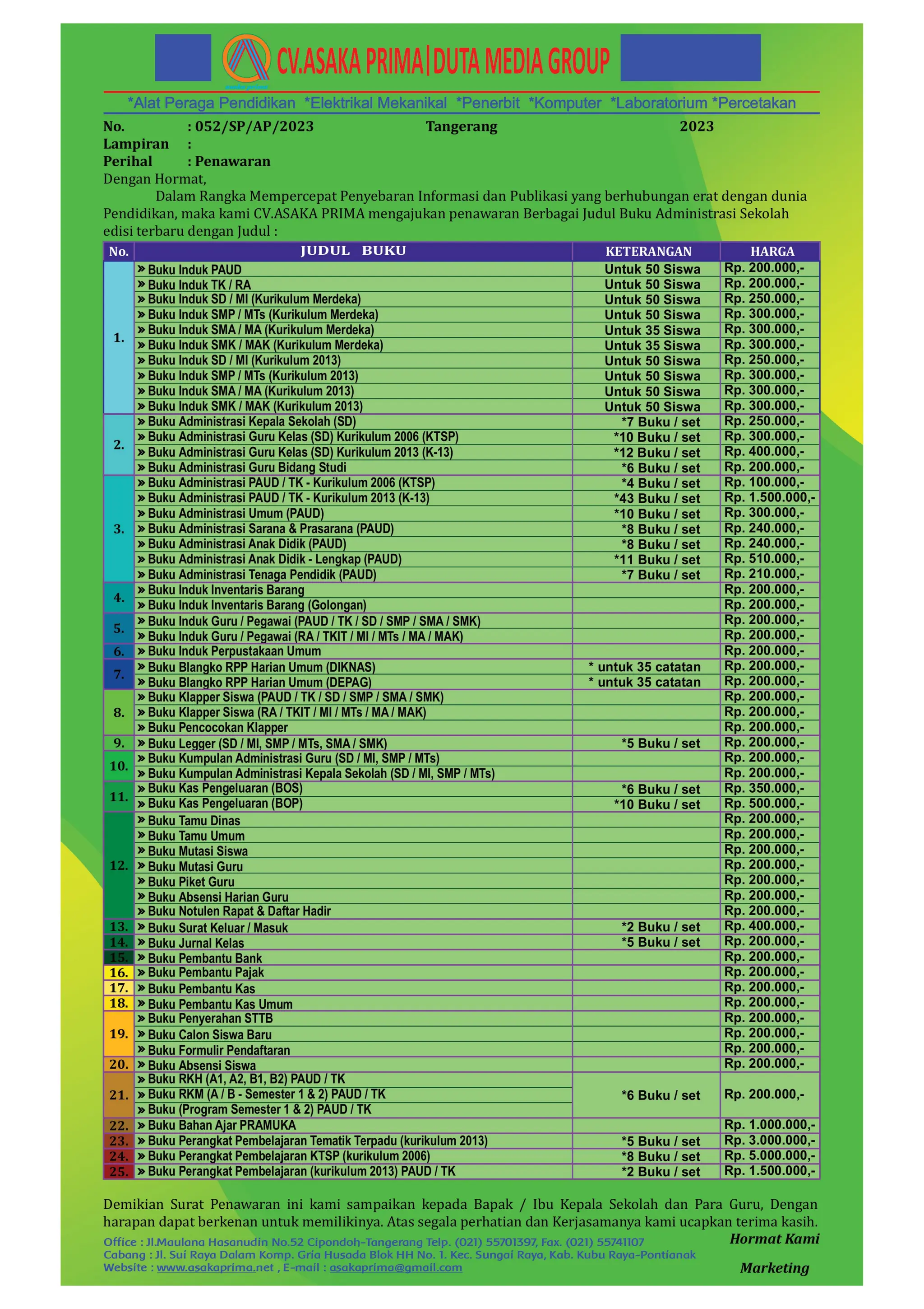 BUKU ADMINISTRASI SEKOLAH KURIKULUM MERDEKA SD SMP SMA SMK 2024 | PDF