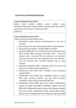 Panduan manajemen bblr untuk bidan desa | PDF