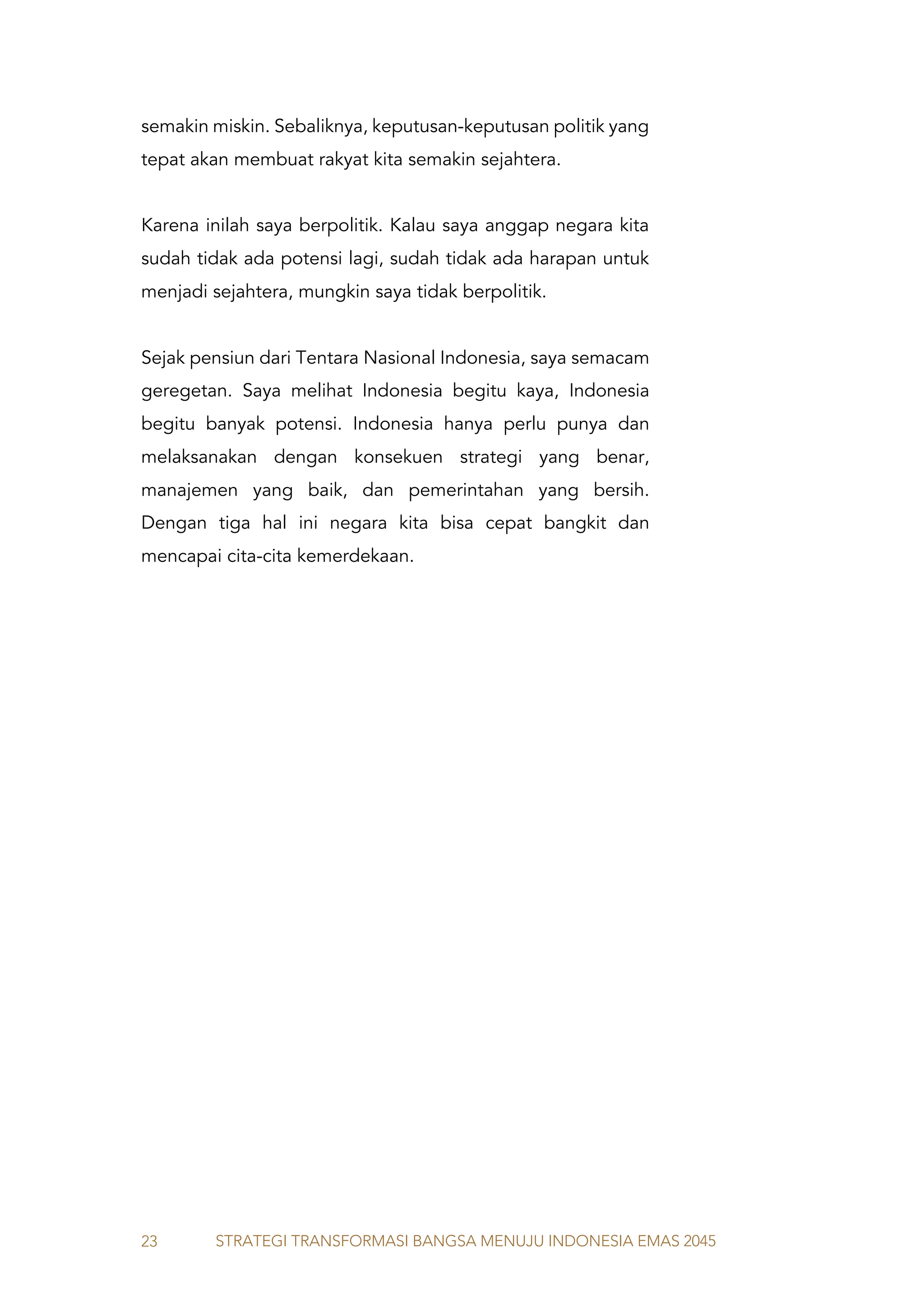 Strategi Transformasi Bangsa: Menuju Indonesia Emas 2045 | PDF