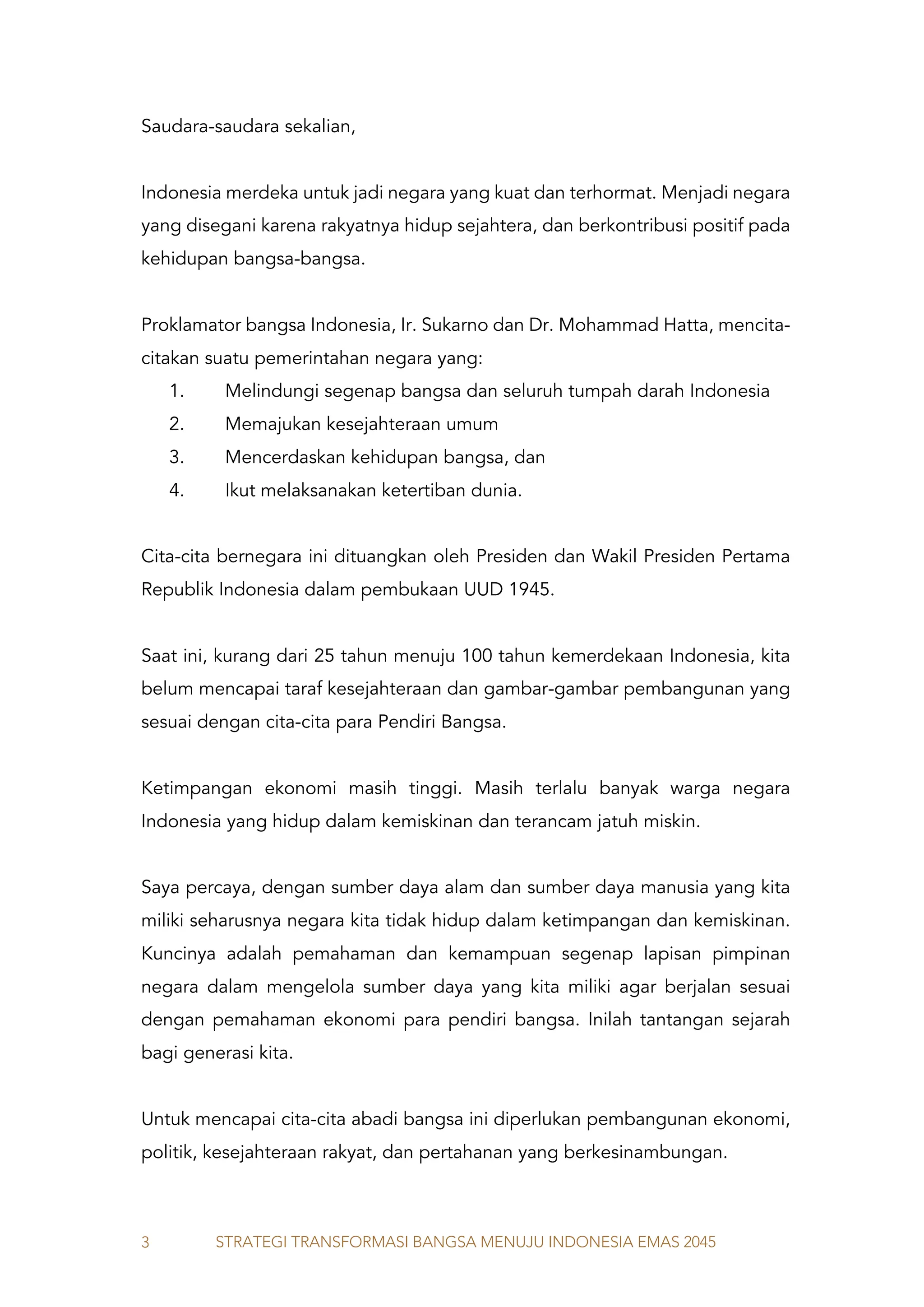 Strategi Transformasi Bangsa: Menuju Indonesia Emas 2045 | PDF