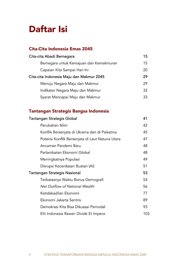 Strategi Transformasi Bangsa: Menuju Indonesia Emas 2045 | PDF