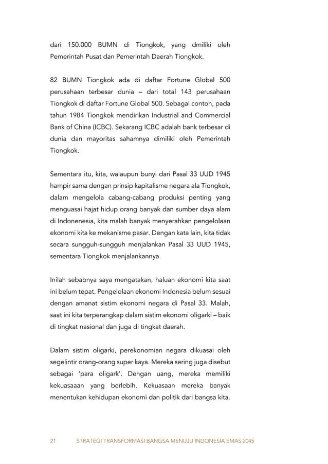 Strategi Transformasi Bangsa: Menuju Indonesia Emas 2045 | PDF