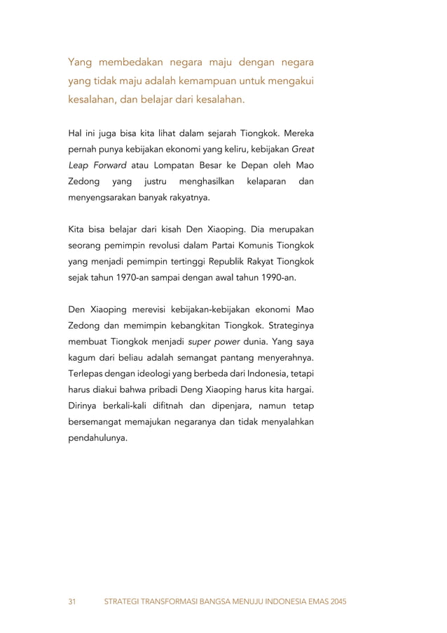 Strategi Transformasi Bangsa: Menuju Indonesia Emas 2045 | PDF