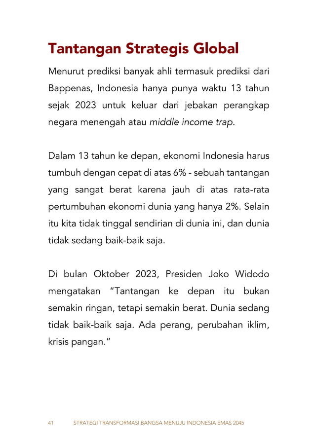 Strategi Transformasi Bangsa: Menuju Indonesia Emas 2045 | PDF