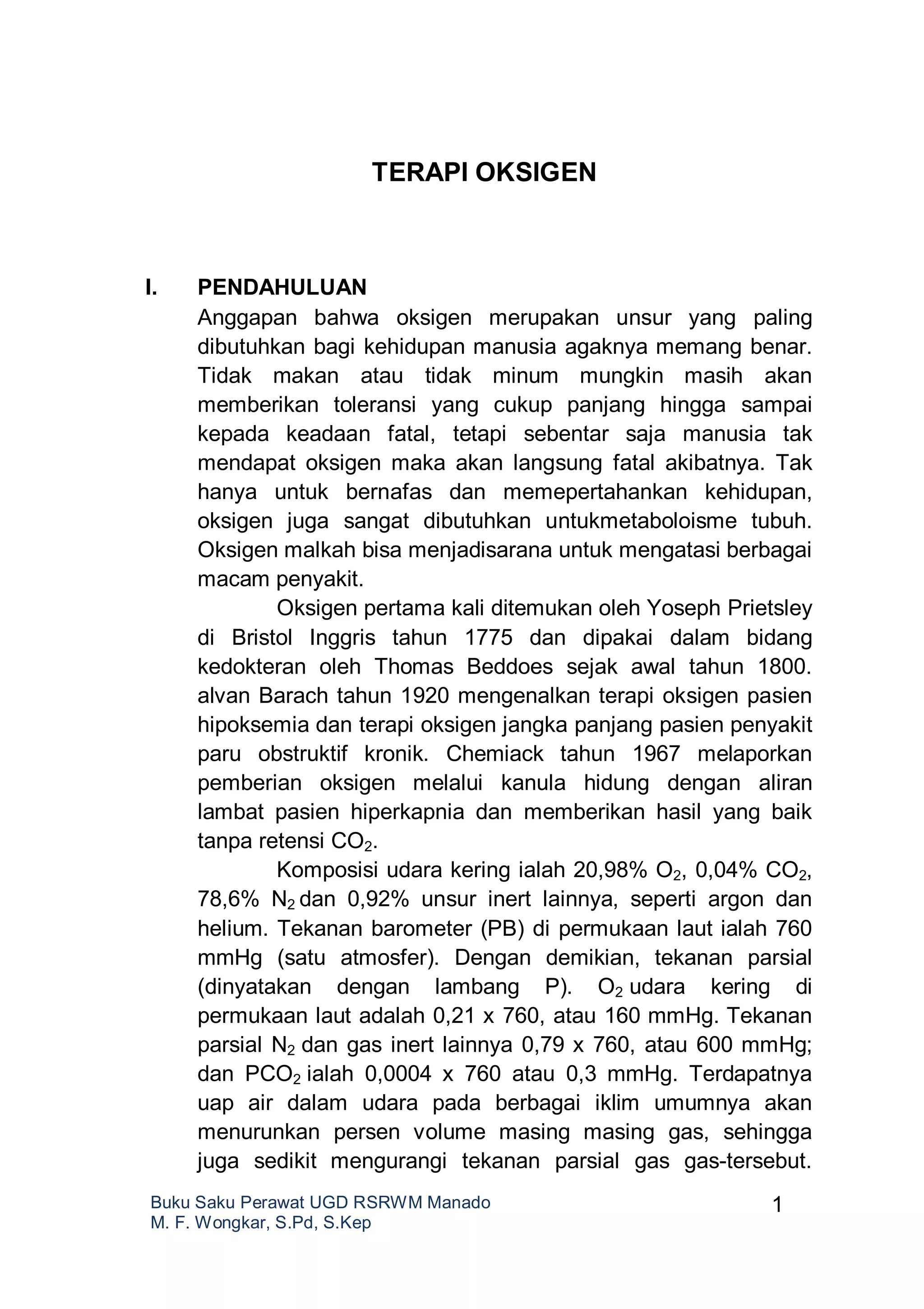 Buku terapi-oksigen-perawat-ugd-rsrwm-(wong) | PDF