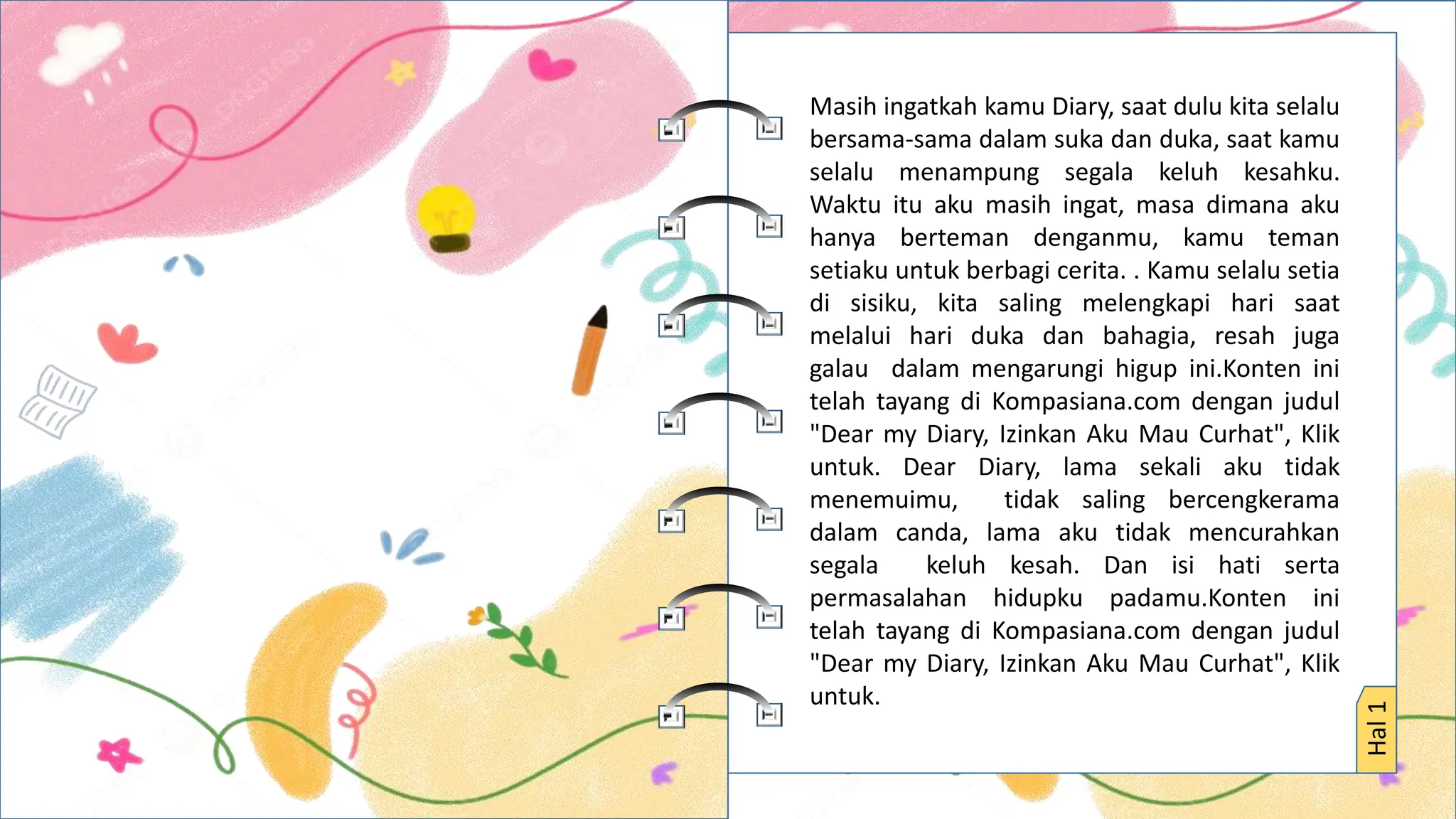 buku 1.pptx dengan tema cerita fiksi yang bernarasi cerita pendek | PPTX