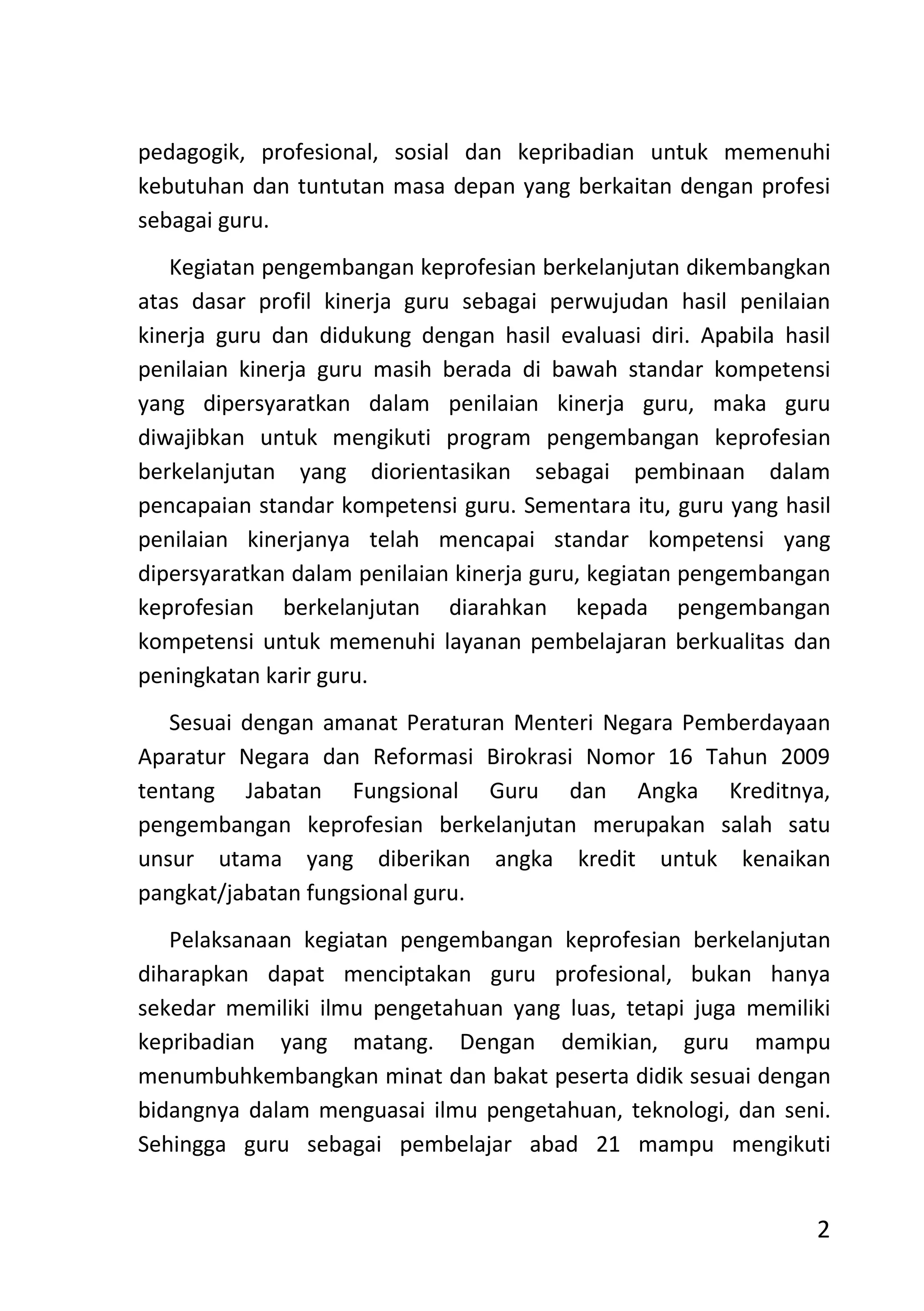 Buku 1 Pedoman Pengelolaan Pengembangan Keprofesian Berkelanjutan | PDF