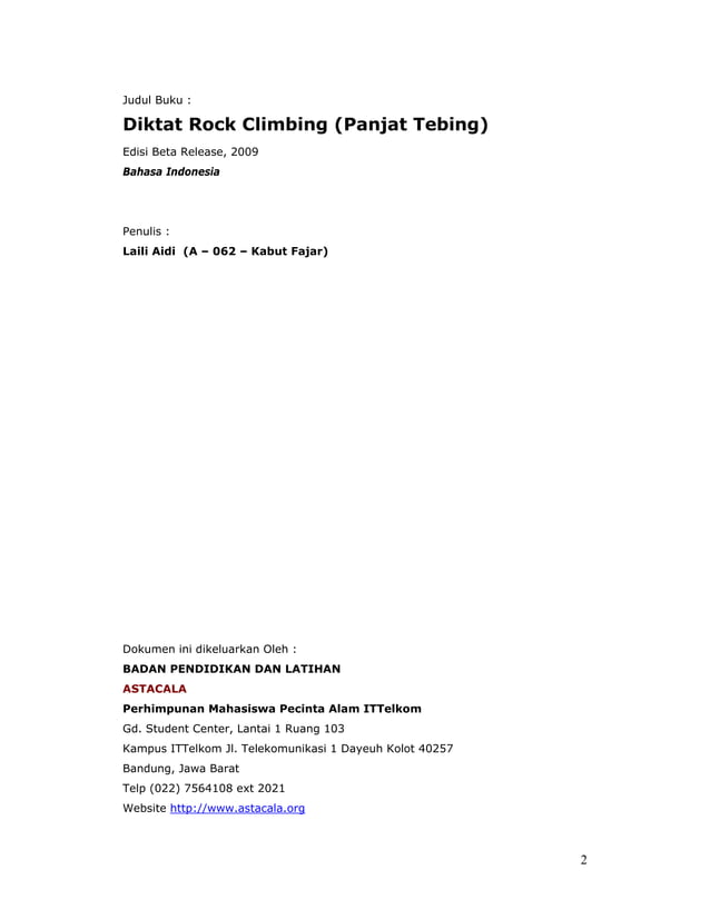 DIKTAT PANJAT TEBING (ROCK CLIMBING) ASTACALA - Bagian 5 Pengenalan ...