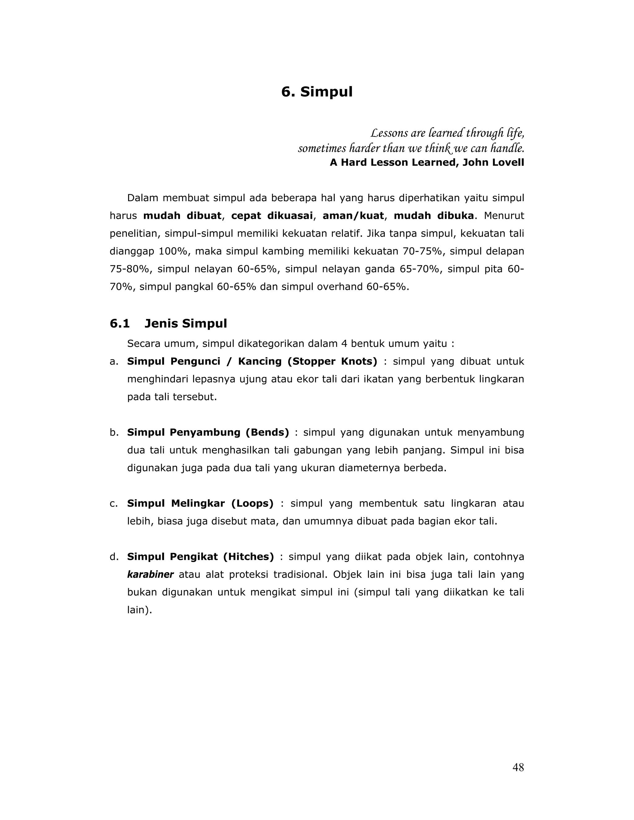 DIKTAT PANJAT TEBING (ROCK CLIMBING) ASTACALA - Bagian 6 Simpul | PDF
