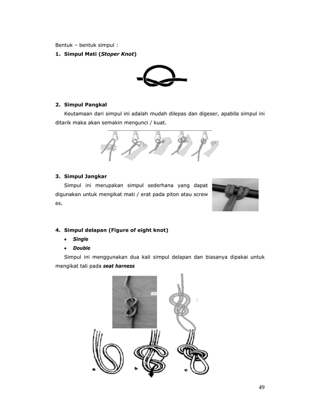 DIKTAT PANJAT TEBING (ROCK CLIMBING) ASTACALA - Bagian 6 Simpul | PDF