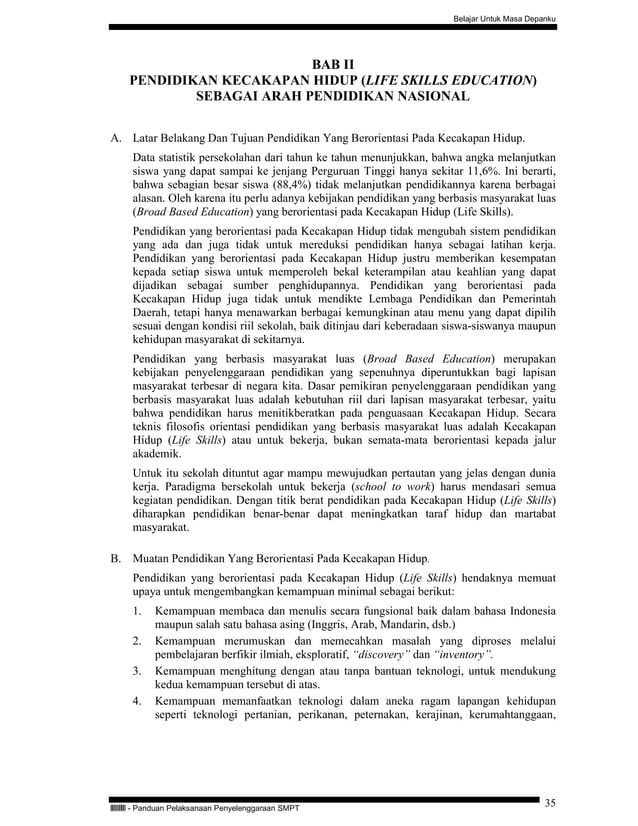 Buku 9 panduan pelaksanaan program pendidikan keterampilan bagi siswa smp terbuka, siswa smp di ...