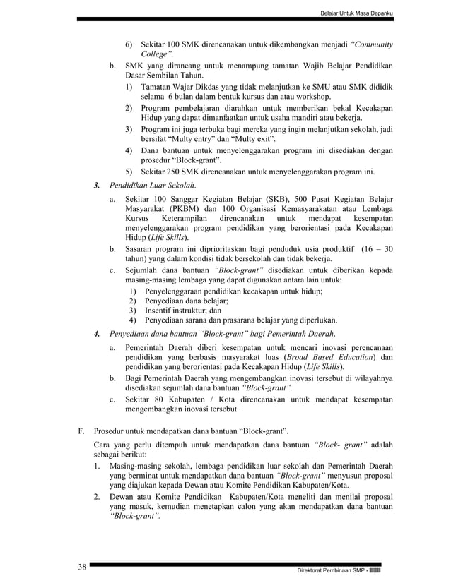 Buku 9 panduan pelaksanaan program pendidikan keterampilan bagi siswa smp terbuka, siswa smp di ...