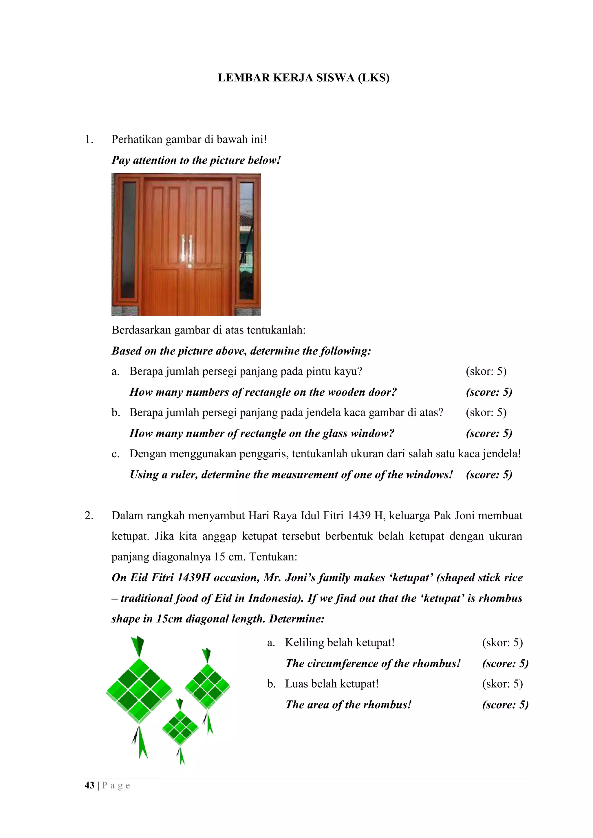 BUKU AJAR MATEMATIKA BILINGUAL MATERI BANGUN DATAR MENGGUNAKAN ...