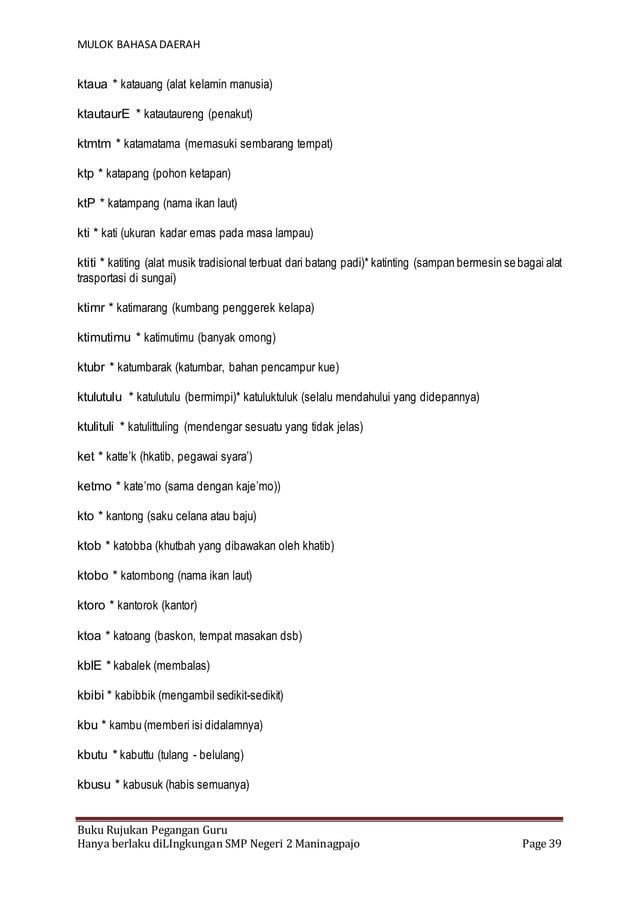 Buku bahan ajar mulok bidang studi bahasa daerah | DOCX