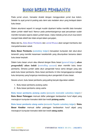 BUKU BESAR PEMBANTU (subsidiary ledger) & JURNAL KHUSUS (special ...