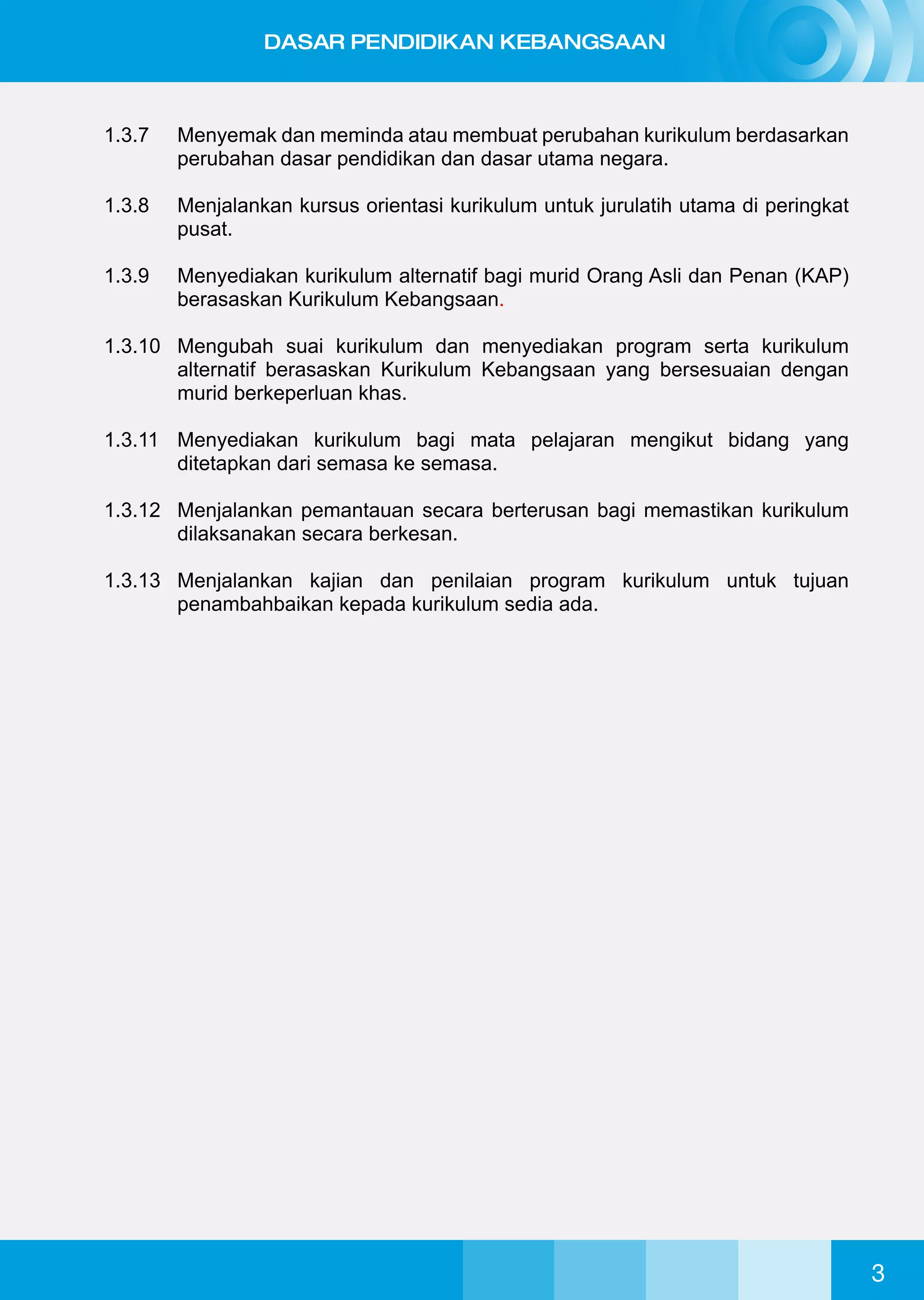Dasar Pendidikan Kebangsaan | PDF