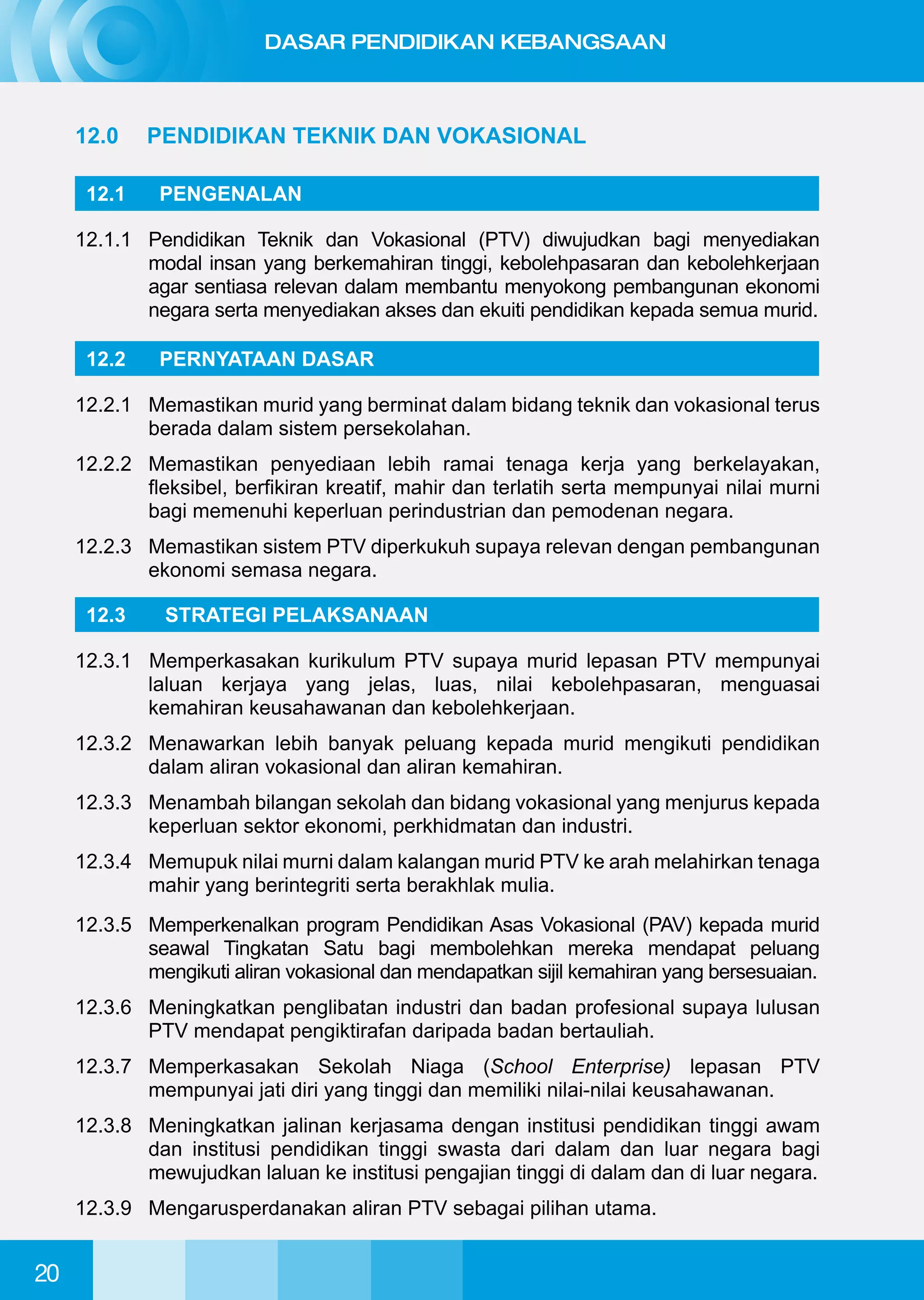Dasar Pendidikan Kebangsaan | PDF