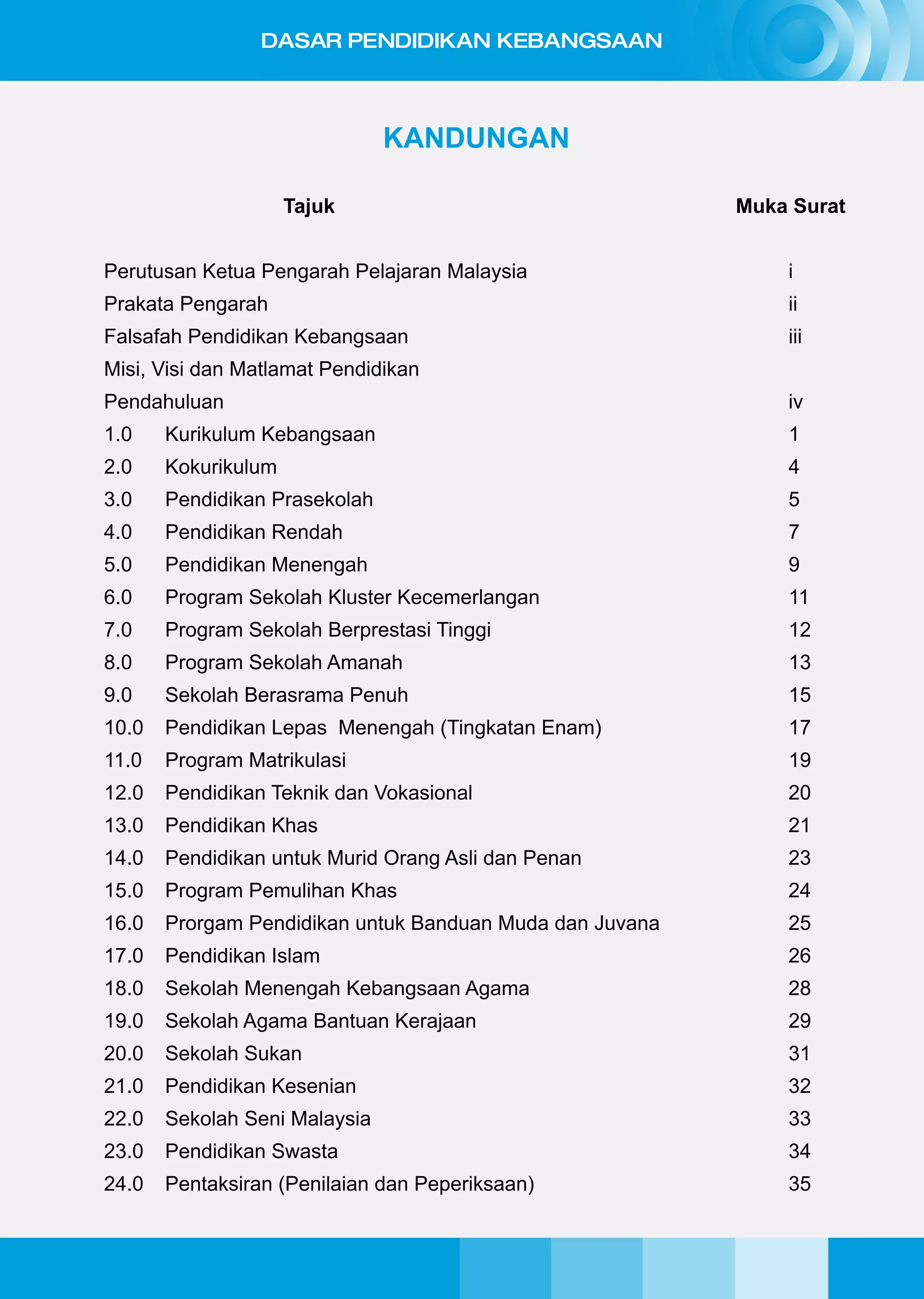 Dasar Pendidikan Kebangsaan | PDF