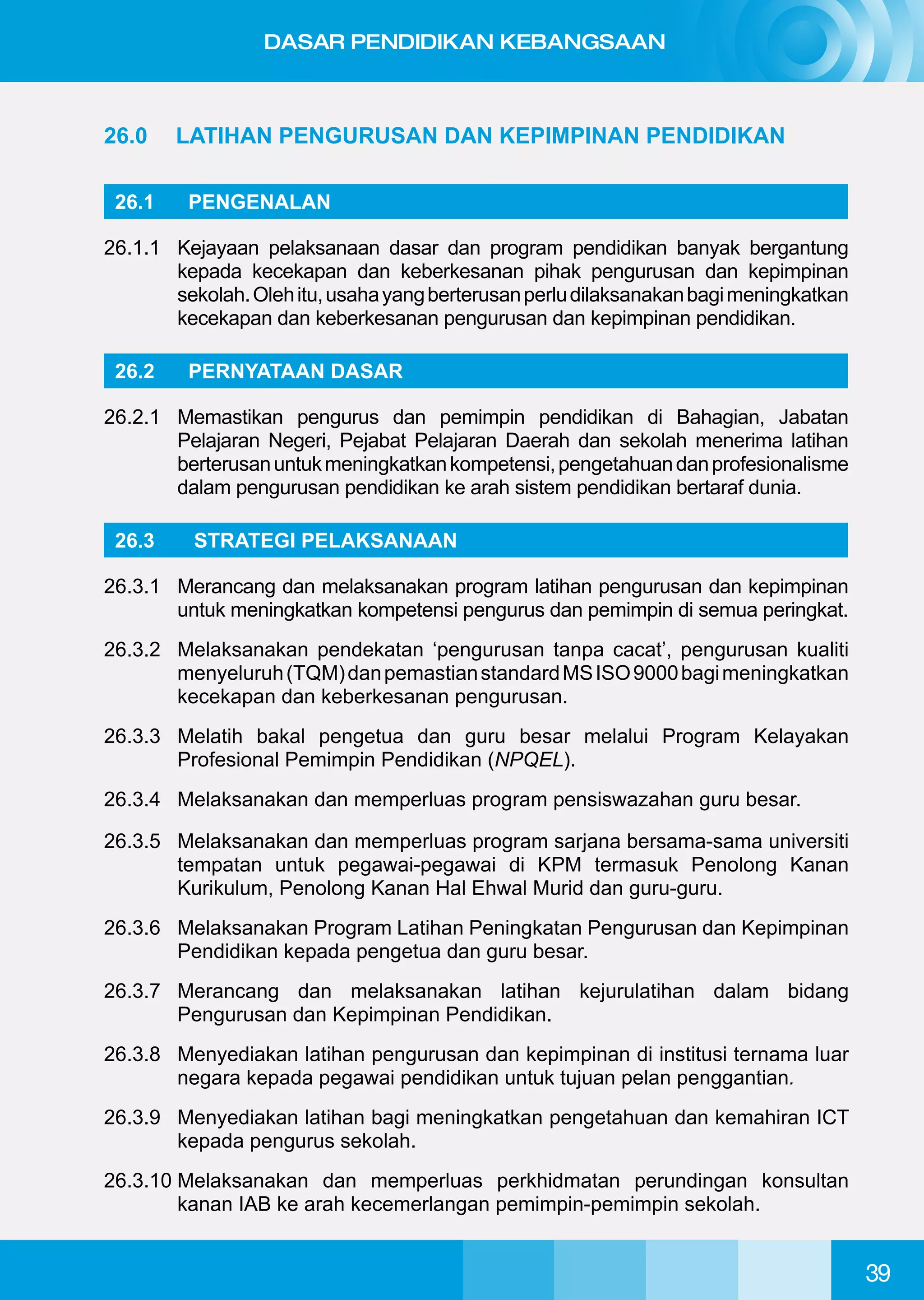 Dasar Pendidikan Kebangsaan | PDF