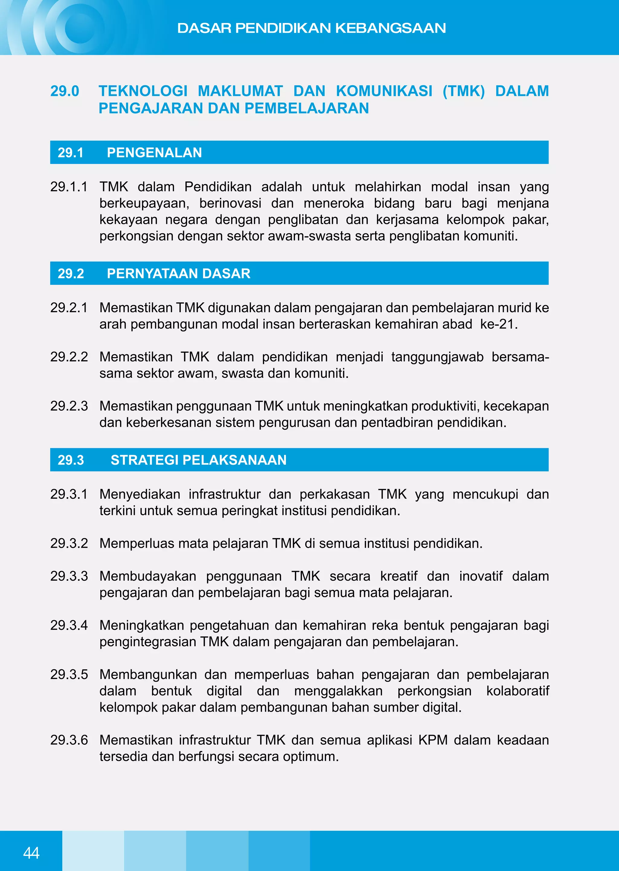 Dasar Pendidikan Kebangsaan | PDF