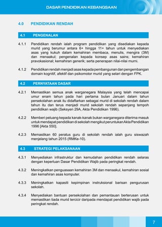 Dasar Pendidikan Kebangsaan | PDF