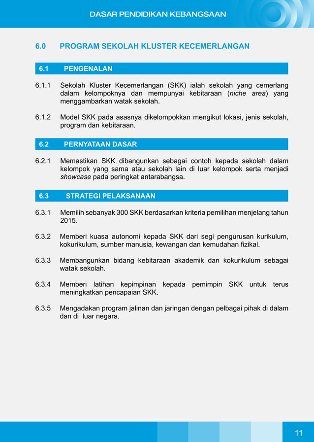 Dasar Pendidikan Kebangsaan | PDF