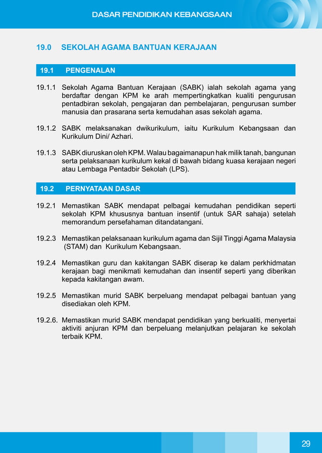 Dasar Pendidikan Kebangsaan | PDF