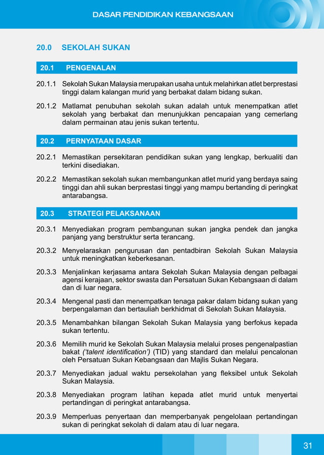 Dasar Pendidikan Kebangsaan | PDF
