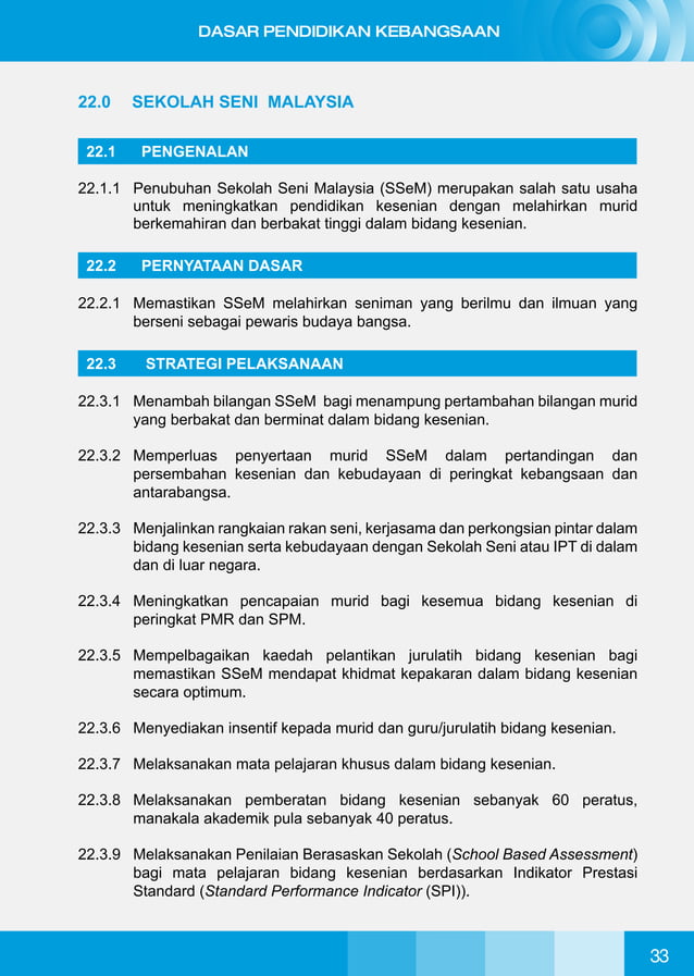 Dasar Pendidikan Kebangsaan | PDF