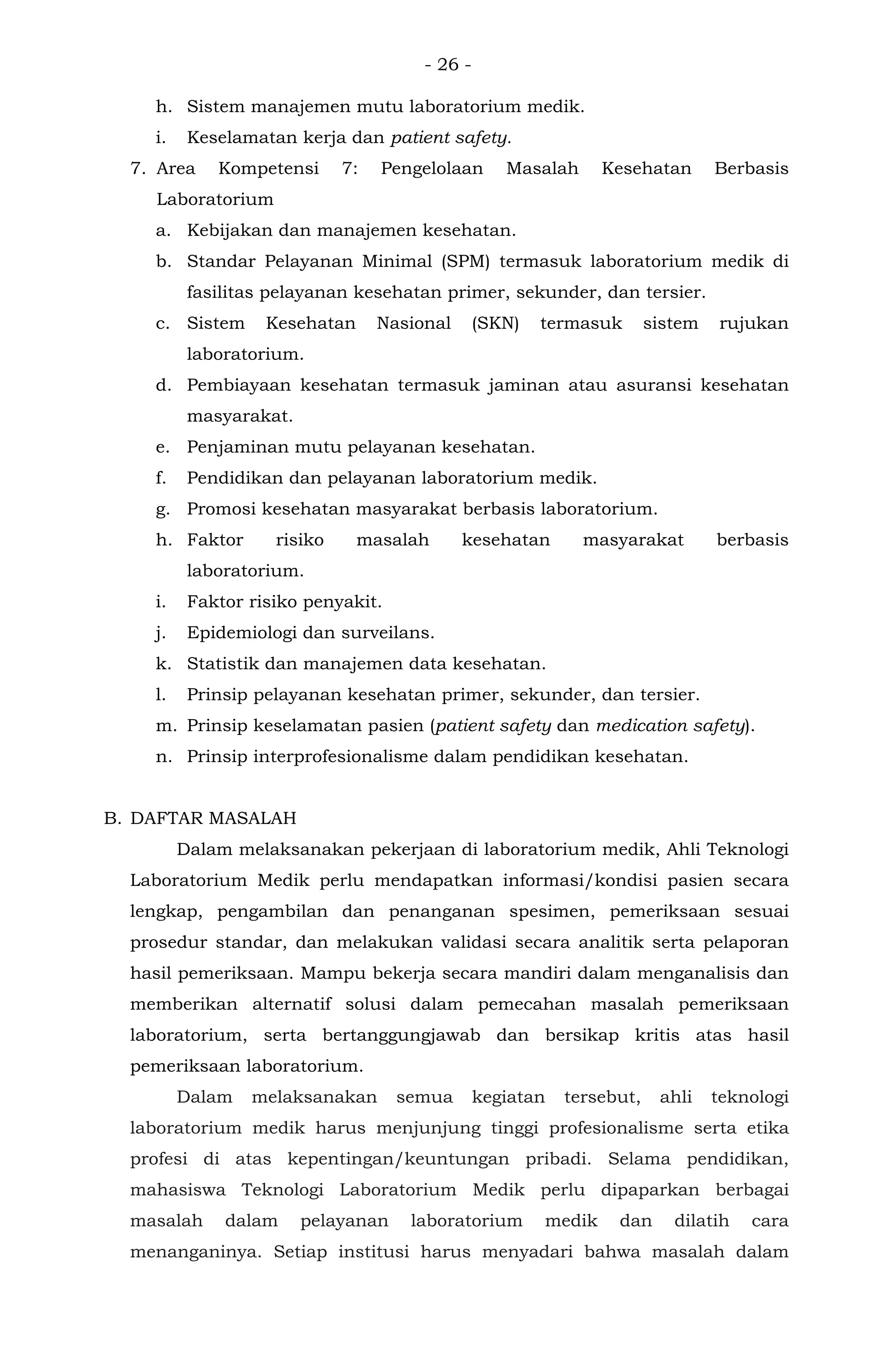 Standar Profesi Ahli Teknologi Laboratorium Medik | PDF