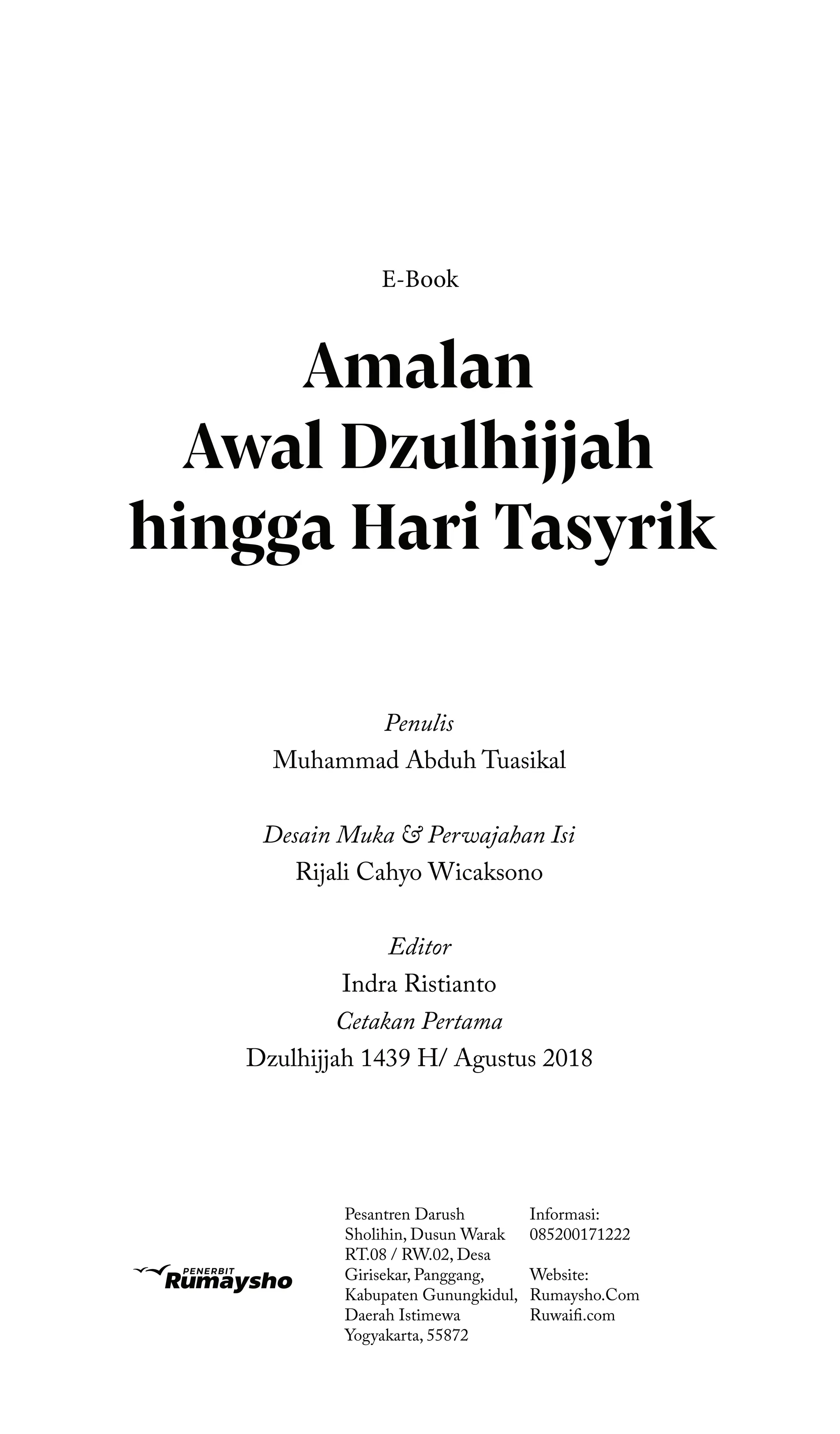 Buku Gratis - Amalan Awal Dzulhijjah - Muhammad Abduh Tuasikal | PDF