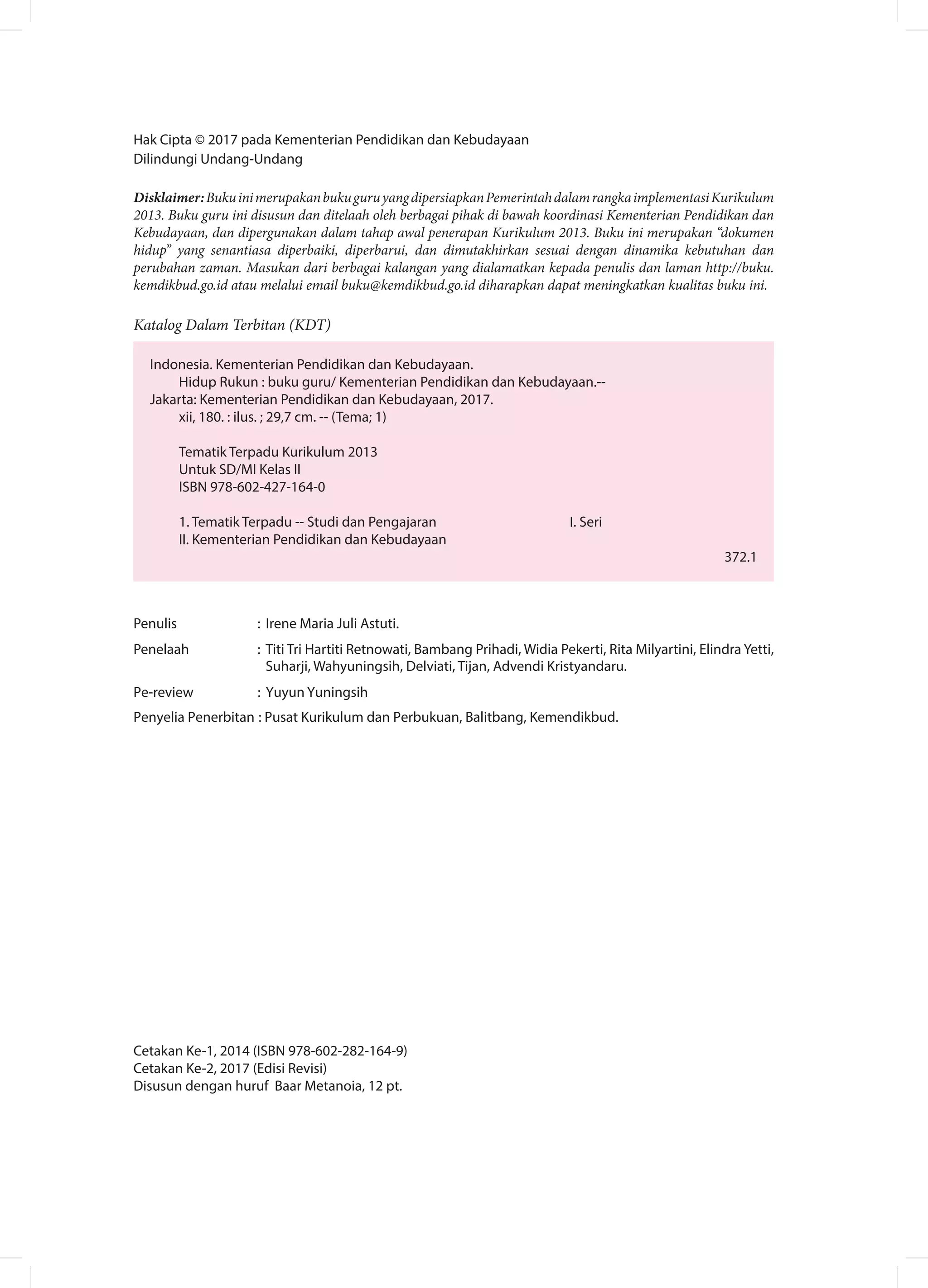 Buku guru kelas 2. tema 1. hidup rukun | PDF