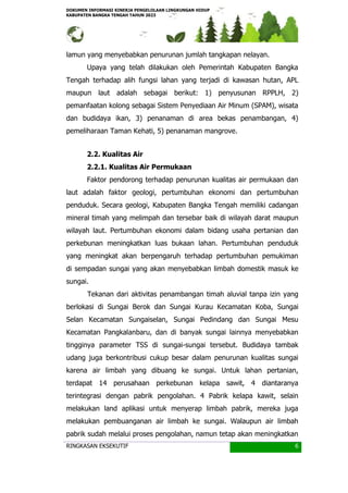 DIKPLHD Kabupaten Bangka Tengah 2023 Eksekutif Summary | PDF