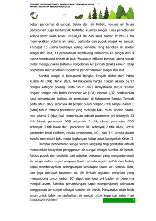 DIKPLHD Kabupaten Bangka Tengah 2023 Eksekutif Summary | PDF