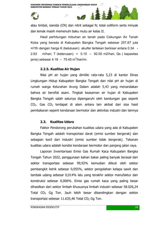DIKPLHD Kabupaten Bangka Tengah 2023 Eksekutif Summary | PDF