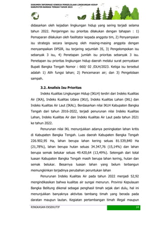 DIKPLHD Kabupaten Bangka Tengah 2023 Eksekutif Summary | PDF