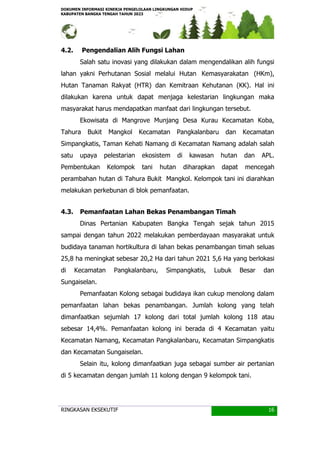 DIKPLHD Kabupaten Bangka Tengah 2023 Eksekutif Summary | PDF