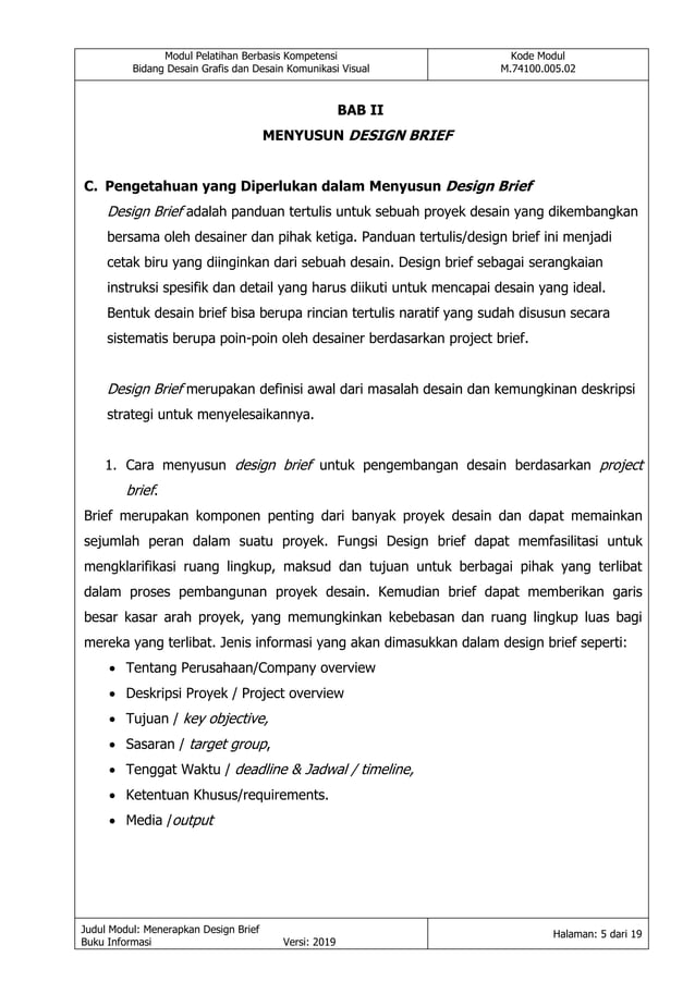 Buku informasi Menerapkan Desain Brief | PDF