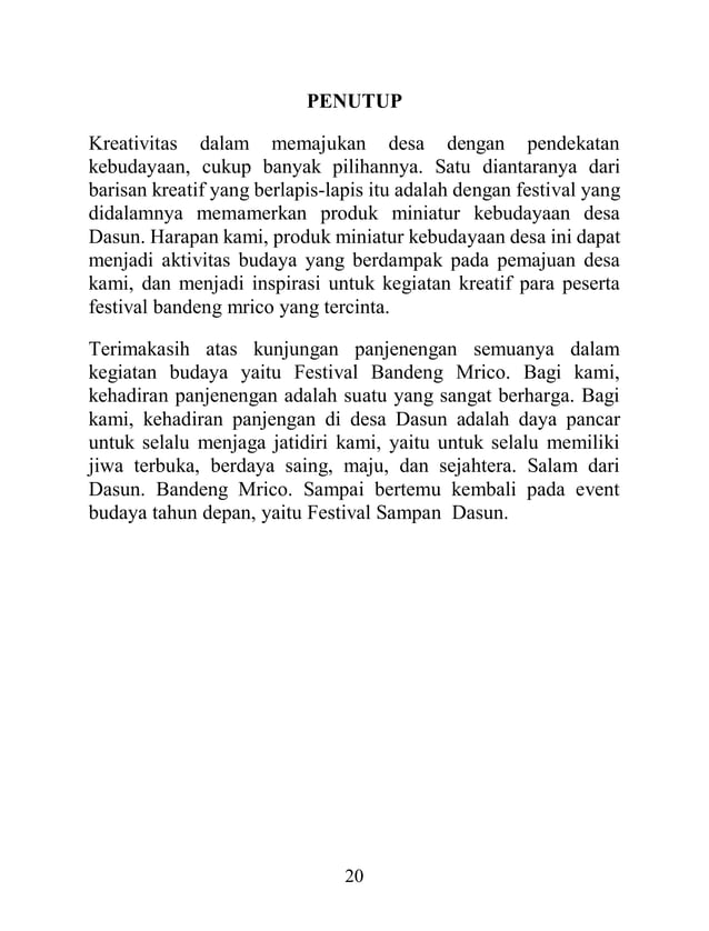 Buku Katalog Pameran Produk Miniatur Kebudayaan Desa Dasun | PDF