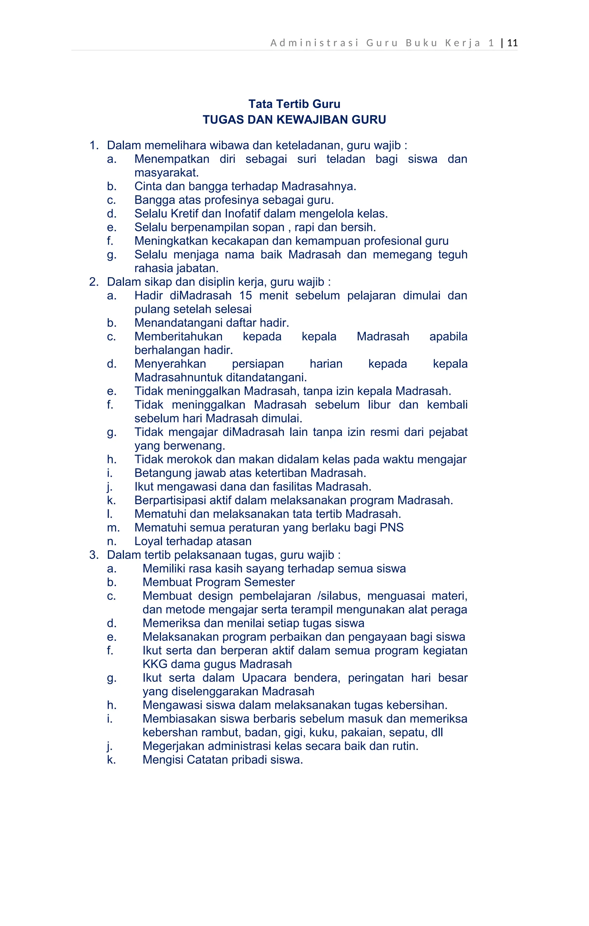 format Buku Kerja Guru pns Mts 1. doc word | DOC