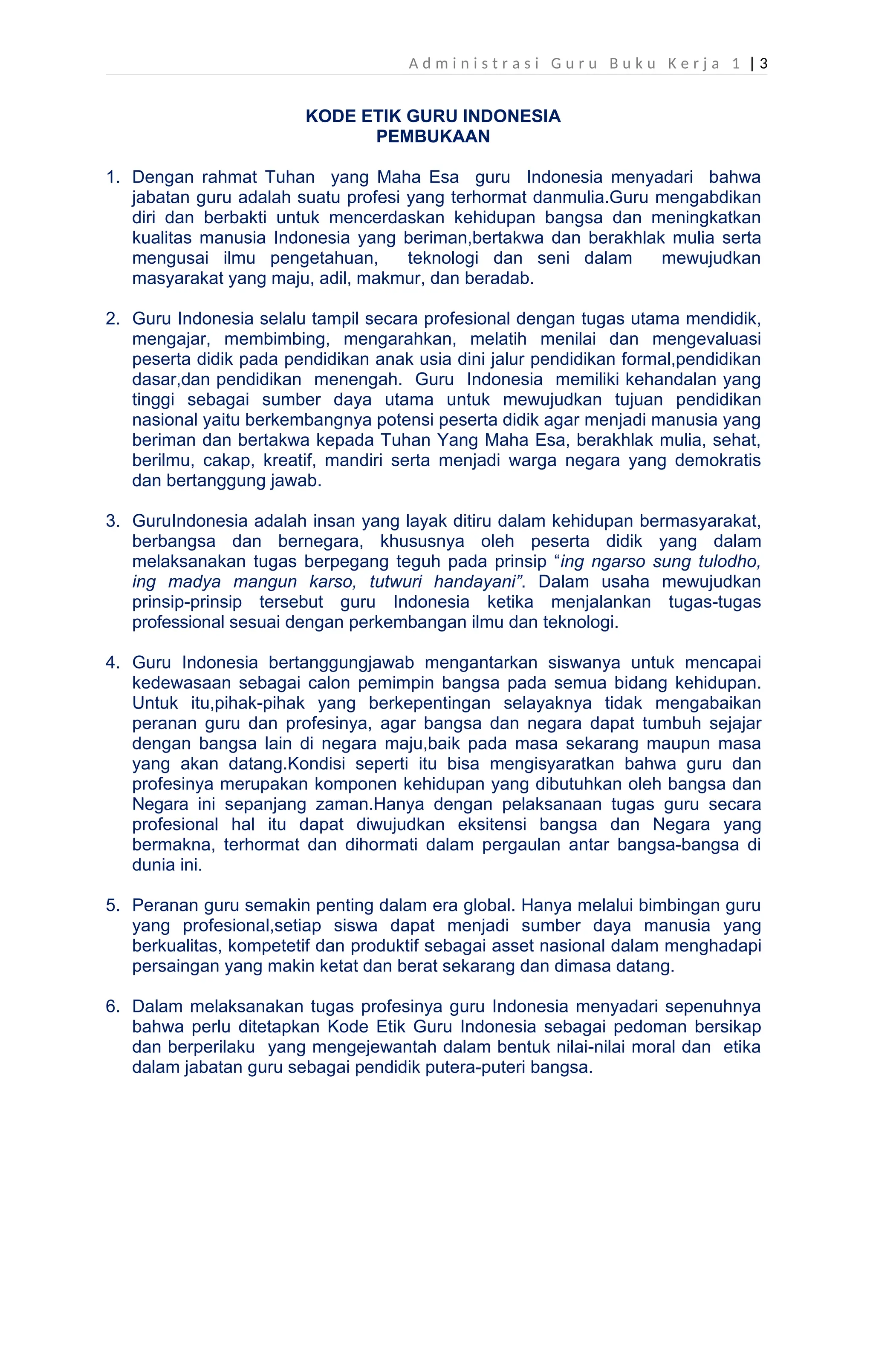 format Buku Kerja Guru pns Mts 1. doc word | PDF