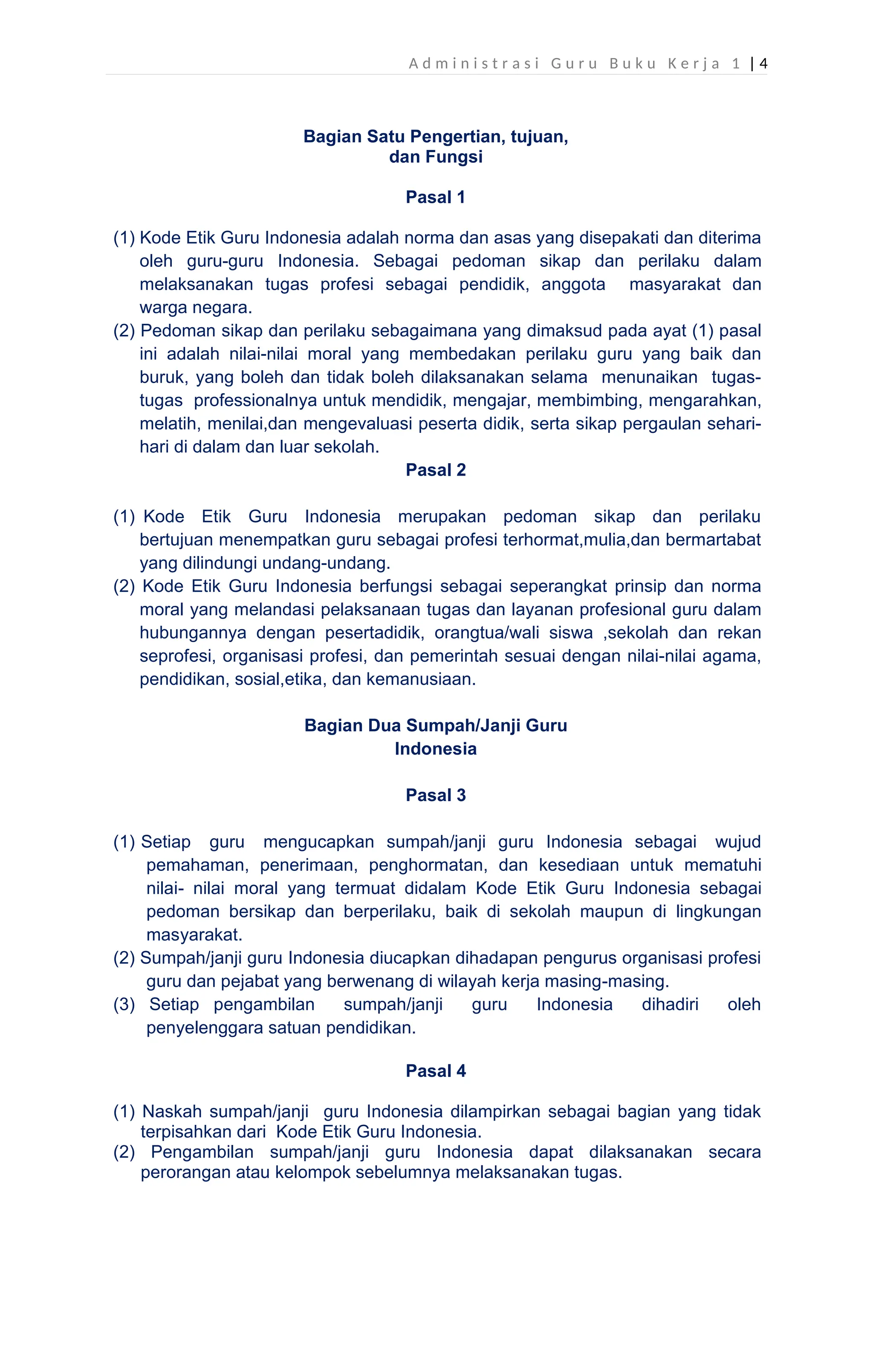 format Buku Kerja Guru pns Mts 1. doc word | PDF