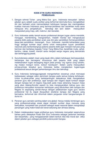 format Buku Kerja Guru pns Mts 1. doc word | DOC