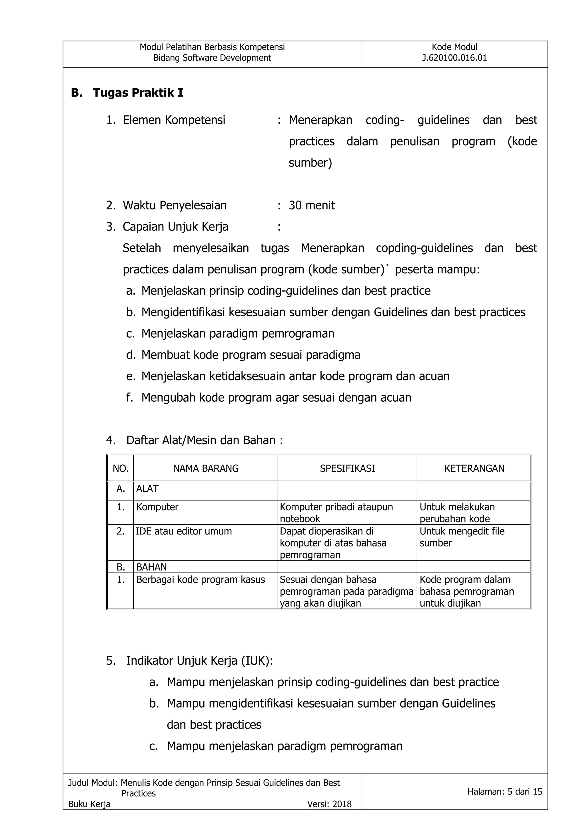 Buku kerja menulis kode sesuai guidelines | PDF