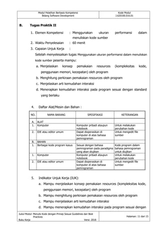 Buku kerja menulis kode sesuai guidelines | PDF