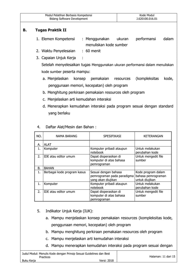 Buku kerja menulis kode sesuai guidelines | PDF
