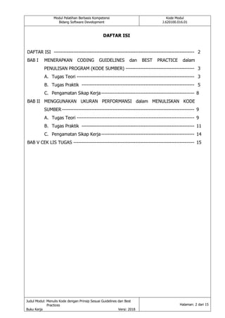 Buku kerja menulis kode sesuai guidelines | PDF