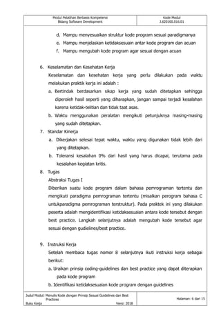 Buku kerja menulis kode sesuai guidelines | PDF