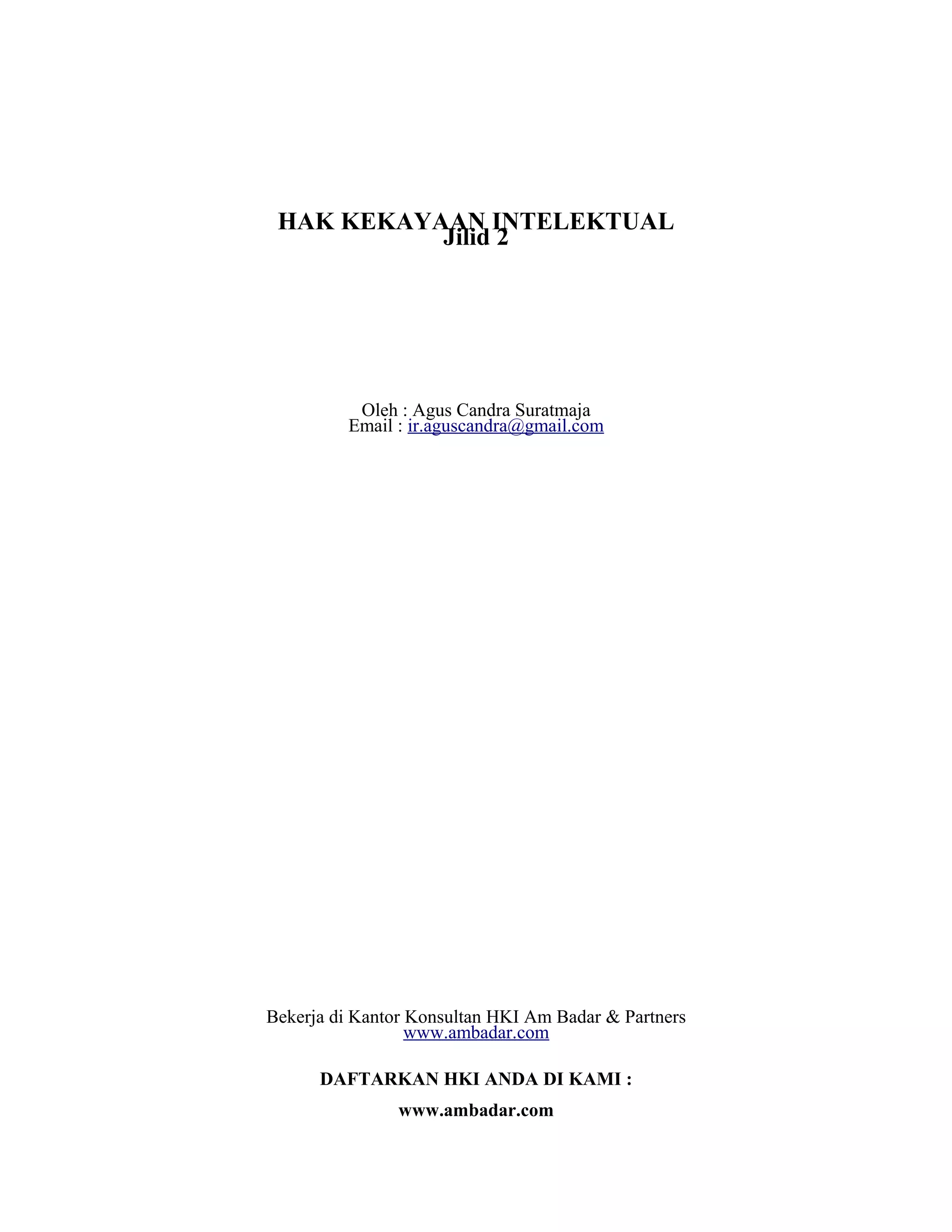 Buku Hak Kekayaan Intelektual (HKI) Jilid 2 | PDF